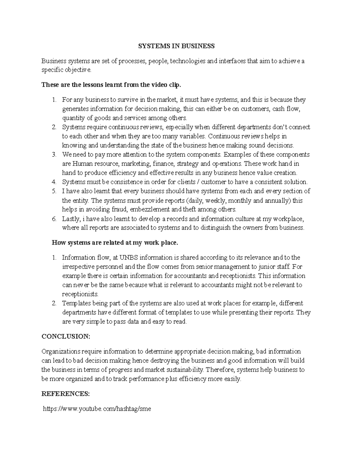 Systems in business sample video on smes - Human Resource Management ...