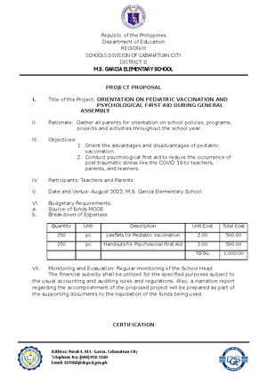 Project Proposal Basic Life Support - Republic of the Philippines ...