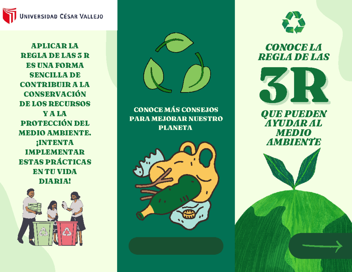Tríptico Día Mundial del Reciclaje moderno en verde y blanco - 3R3R ...