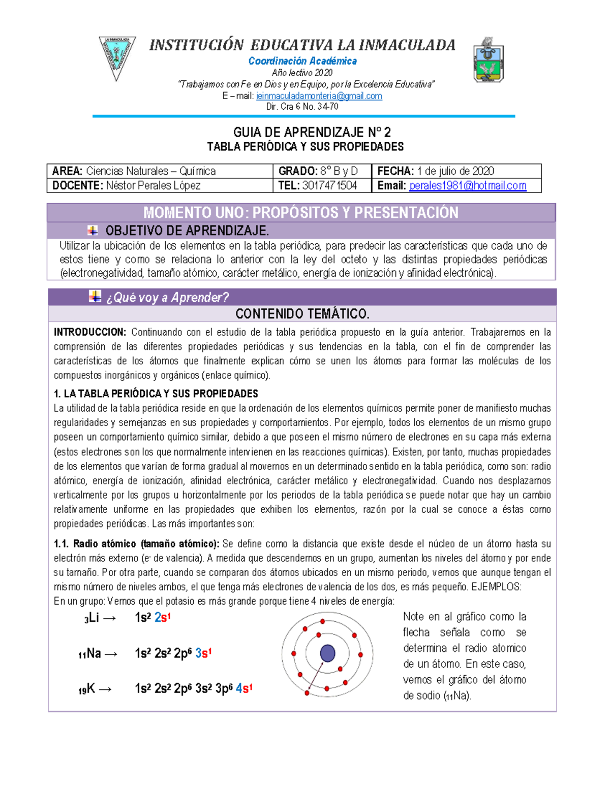 GUIA DE Aprendizaje Quimica Grado 8º B D - Coordinación Académica Año ...