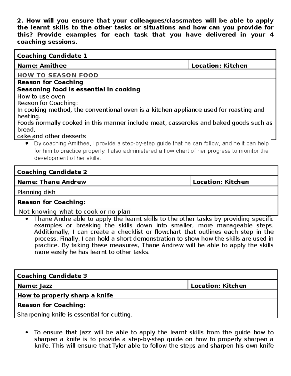 Task 2 - assessment - How will you ensure that your colleagues ...
