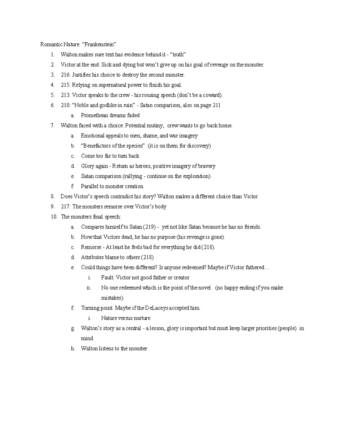 Romantic Nature “Frankenstein” 23 - Walton makes sure text has evidence ...