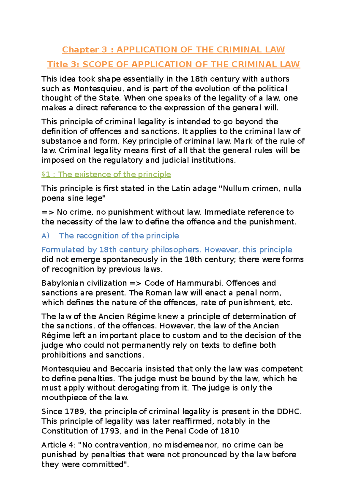 Criminal Law 20 - Chapter 3 : APPLICATION OF THE CRIMINAL LAW Title 3 ...