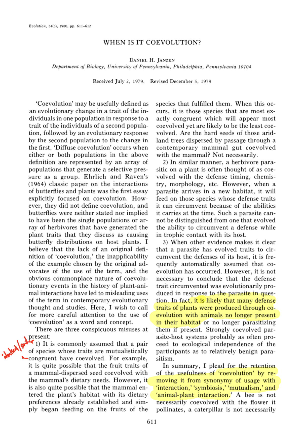 Module 9 - Reading - Evolution, 34(3), 1980, pp. 611- WHEN IS IT ...