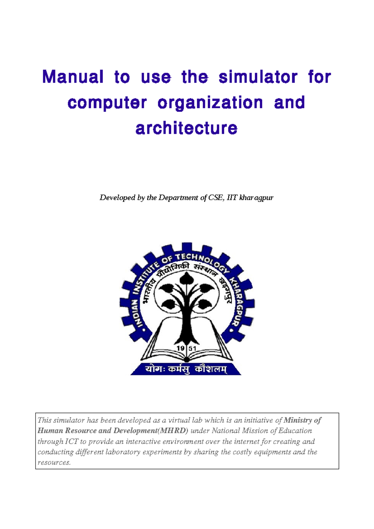 Manual-coa - Manual to use the simulator for computer organization and ...