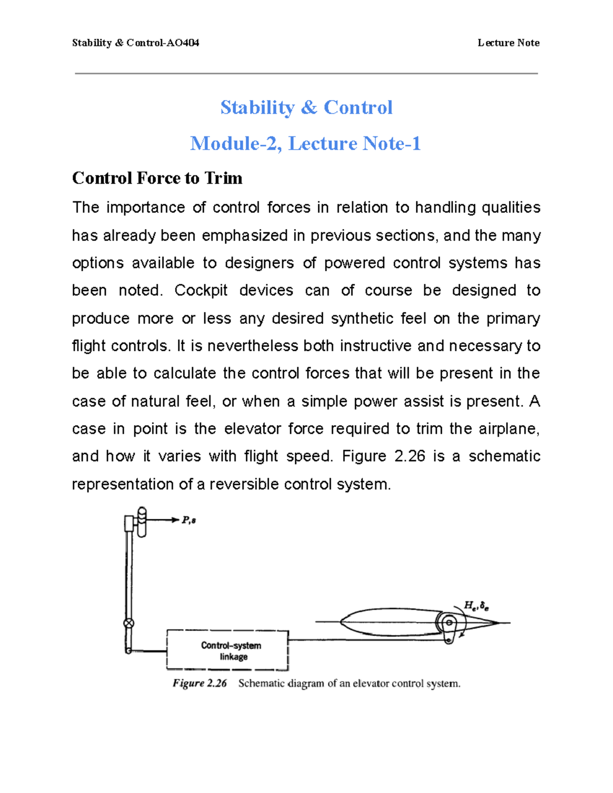 Stability and Control Module 2 Lecture note 1 - Stability & Control ...