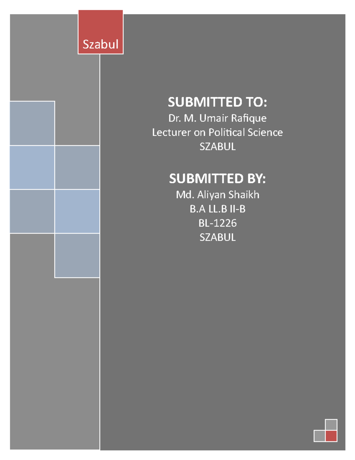 State Topic Political Science Assignment - SUBMITTED TO: Dr. M. Umair ...