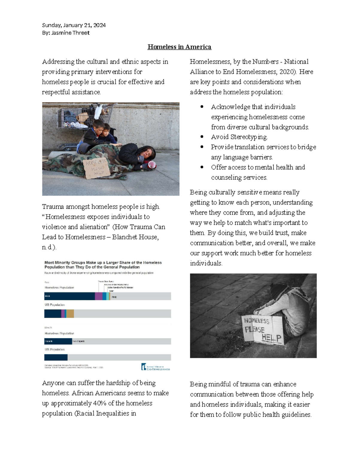 Interventions to Address Crises - Sunday, January 21, 2024 By: Jasmine ...
