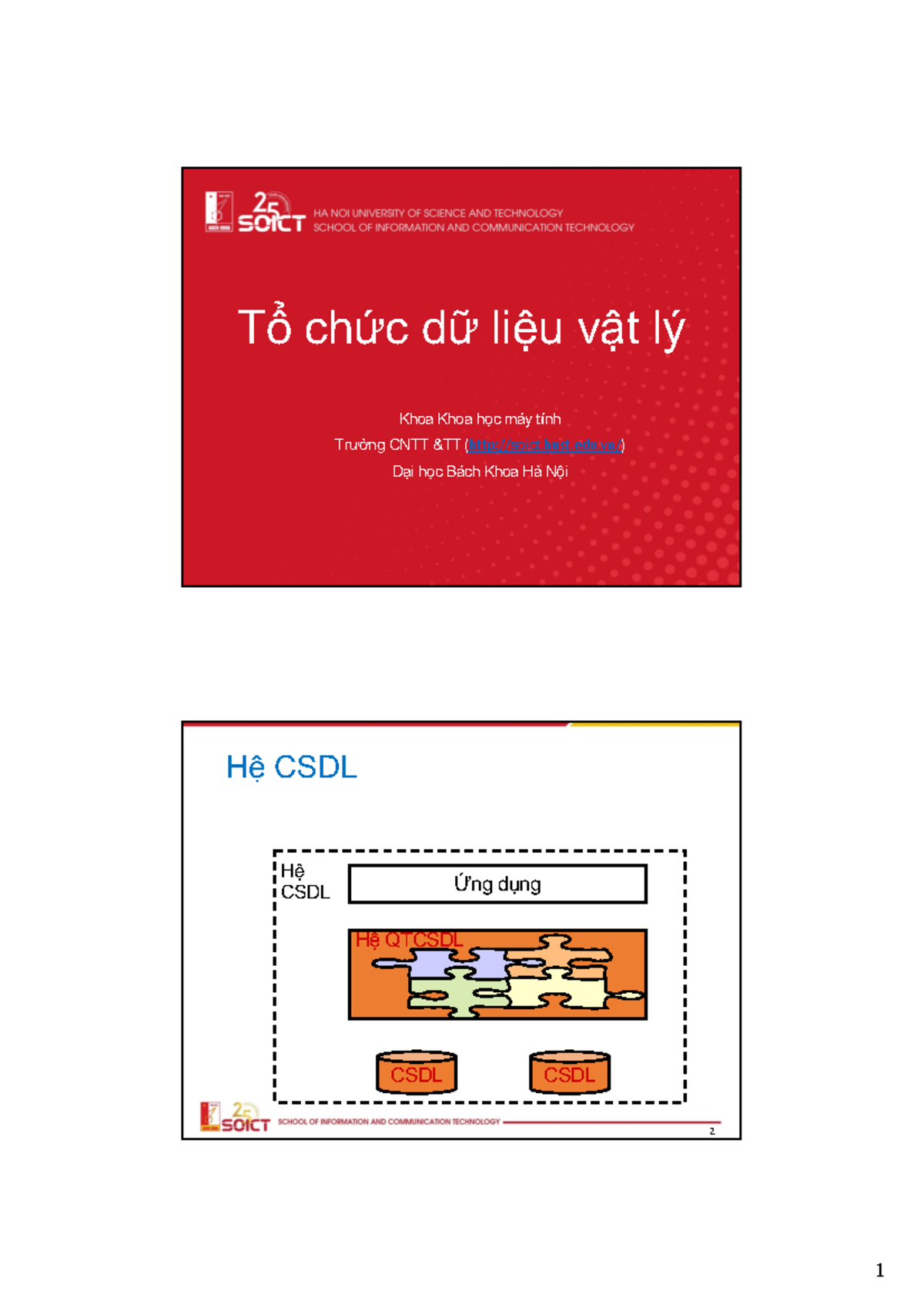 database management system lecture - Tổ chức dữ liệu vật lý Khoa Khoa ...