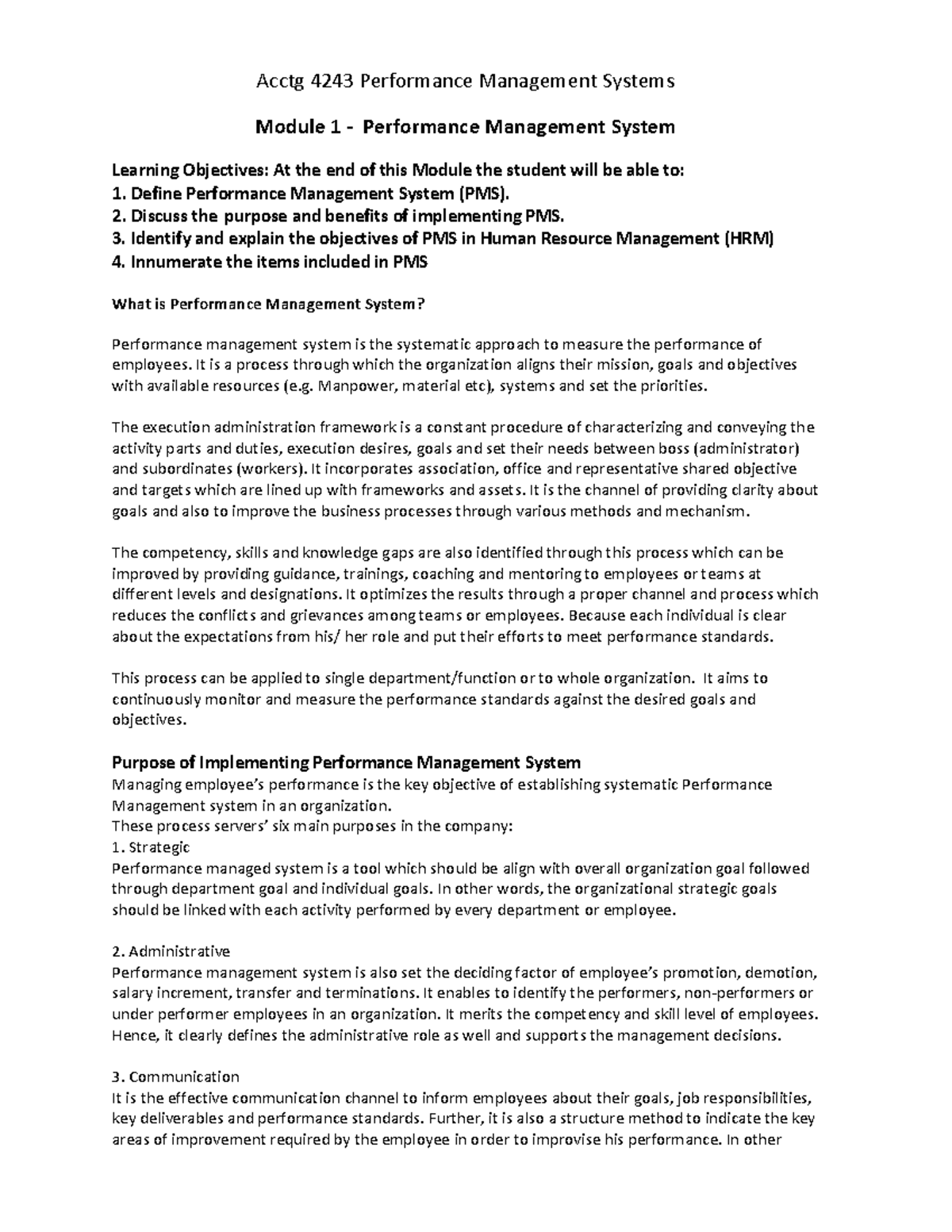 Module 1 - Performance Management System - Acctg 4243 Performance ...