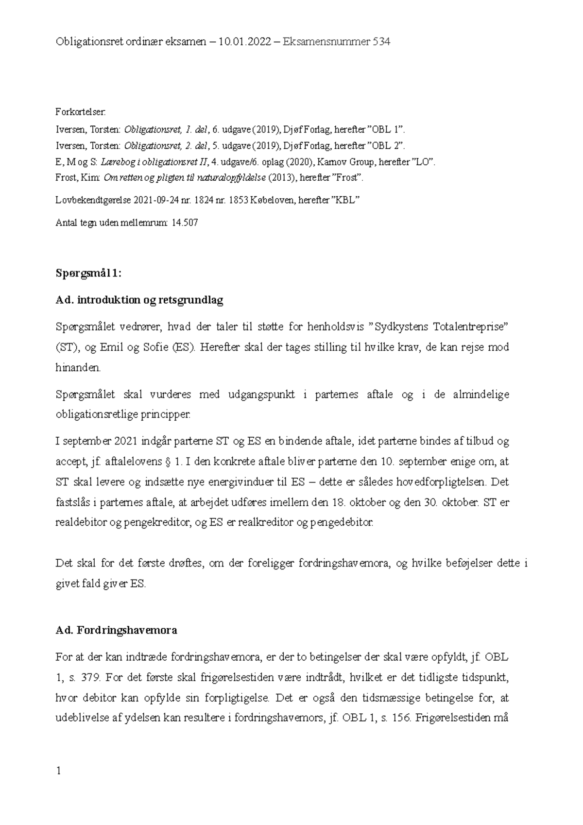 Obli MIN eksamen 2022 - karakter = 7 - modregning - Forkortelser ...