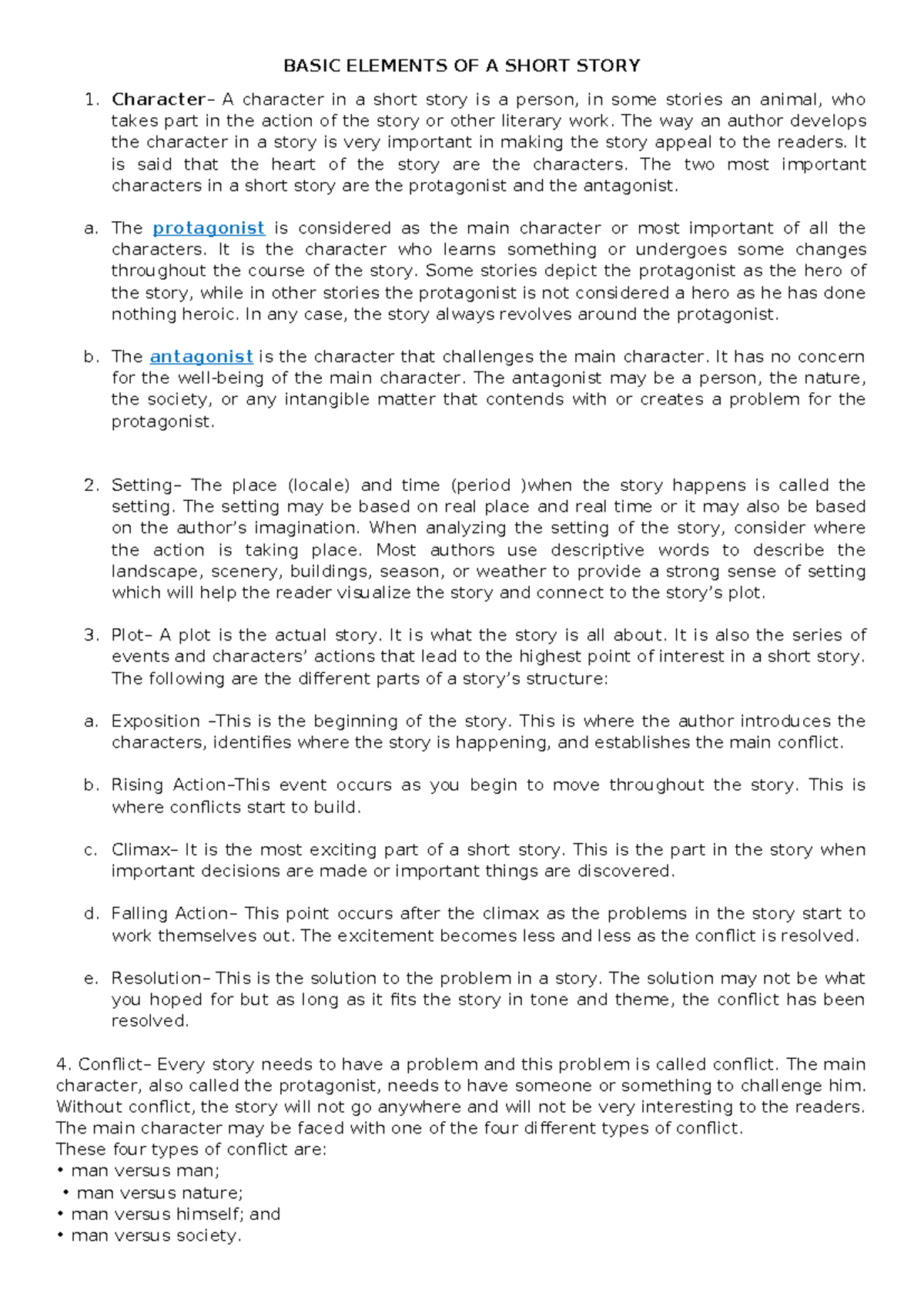 Basic Elements OF A Short Story - BASIC ELEMENTS OF A SHORT STORY ...