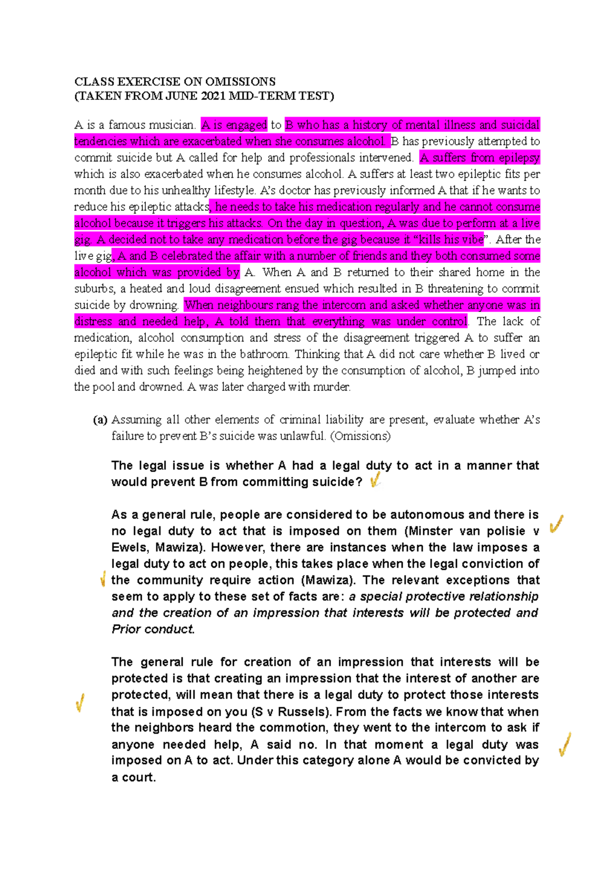 Class Exercise ON Omissions - CLASS EXERCISE ON OMISSIONS (TAKEN FROM ...