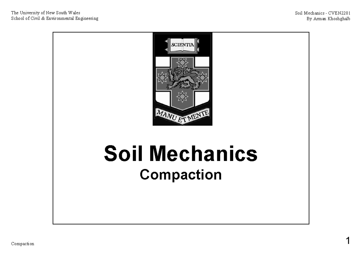 Compaction Lecture Notes - School of Civil & Environmental Engineering ...