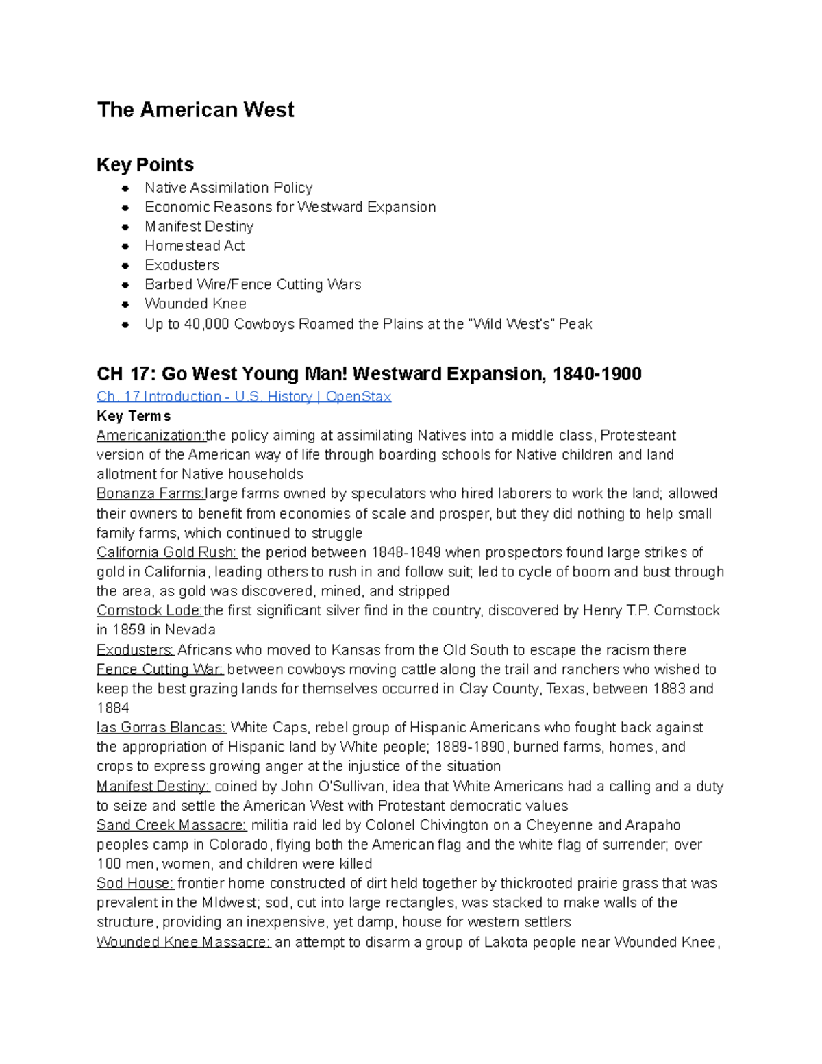 Hist module 2 - The American West Key Points Native Assimilation Policy ...