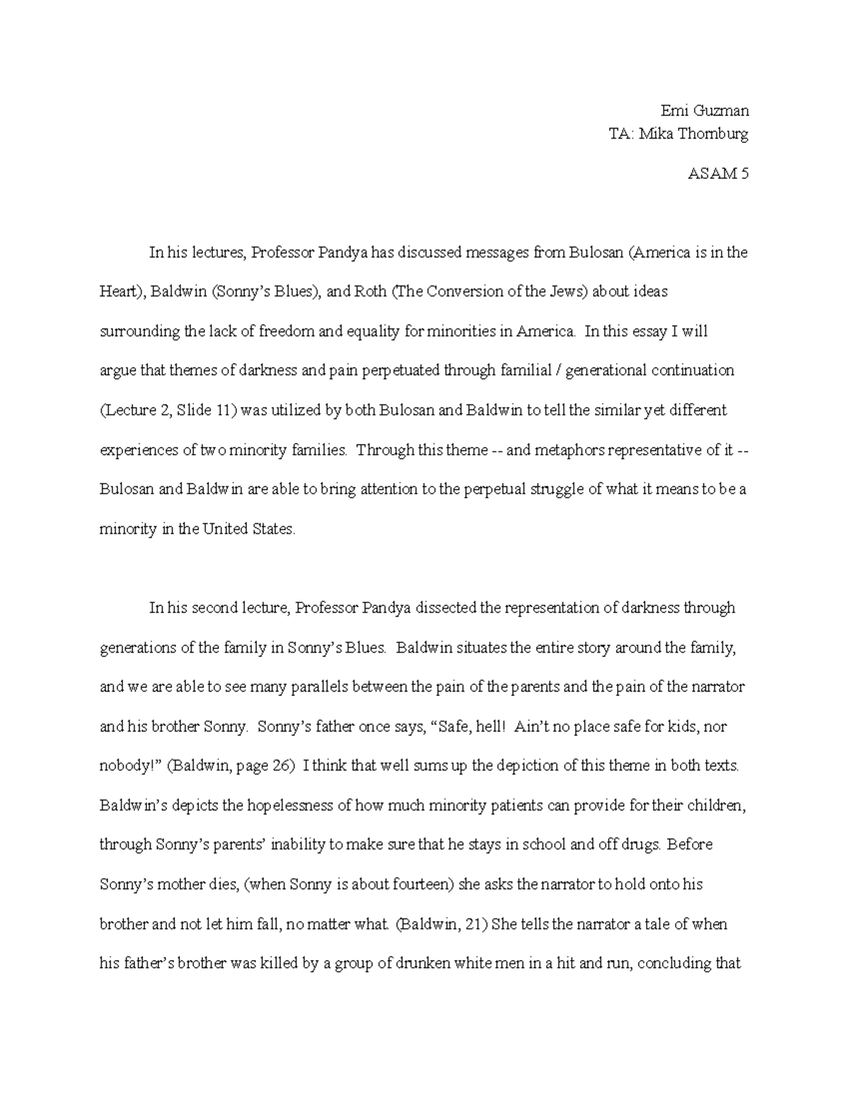 ASAM 5 Midterm Paper - Emi Guzman TA: Mika Thornburg ASAM 5 In his ...