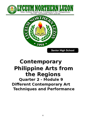 Module 4 - CPAR - Lecture notes 1 - Contemporary Philippine Arts from ...
