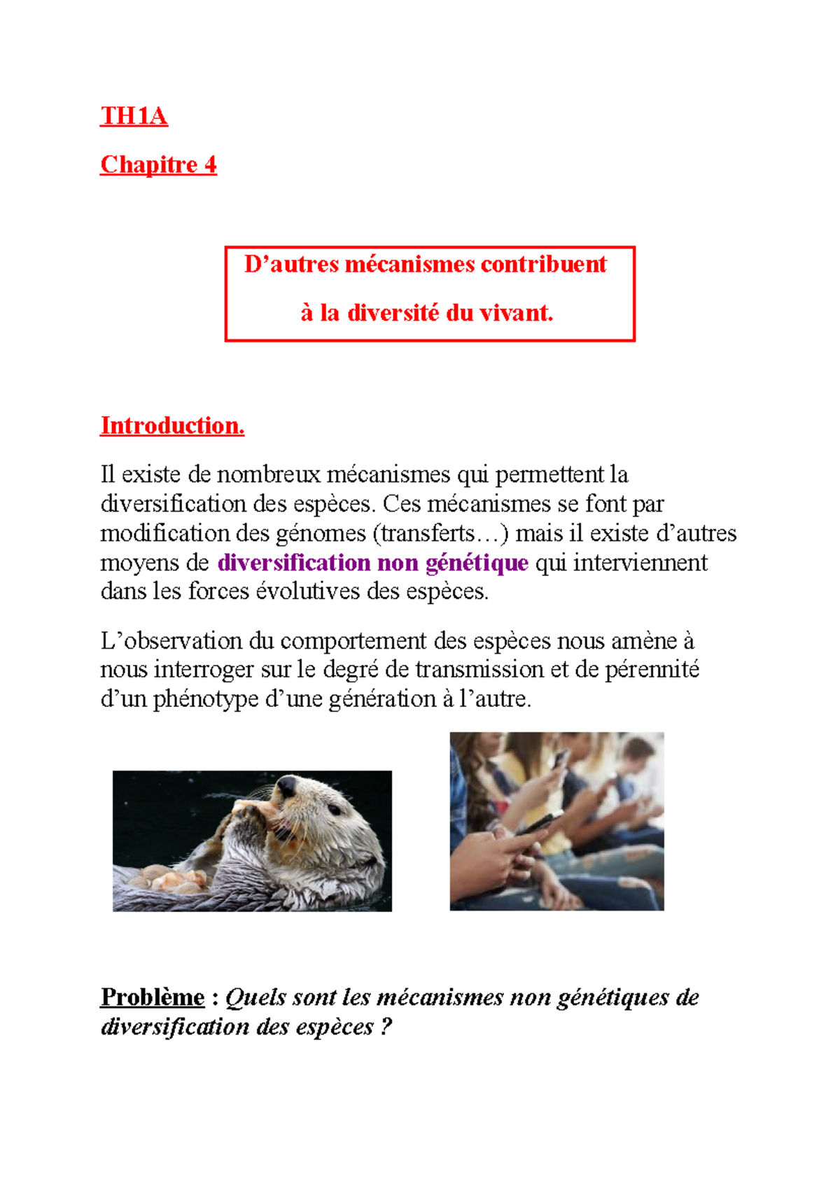 Cours th1a chap 4 spe svt term doc1 - TH1A Chapitre 4 D’autres ...