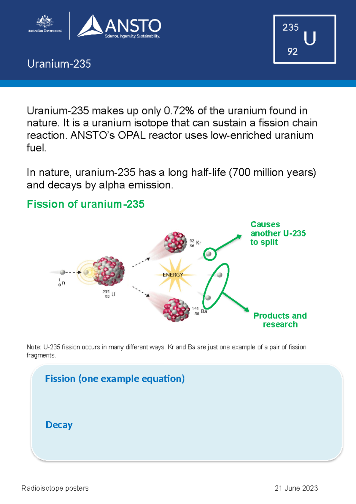 Radioisotope Posters - U 92 Uranium- Uranium-235 makes up only 0% of ...