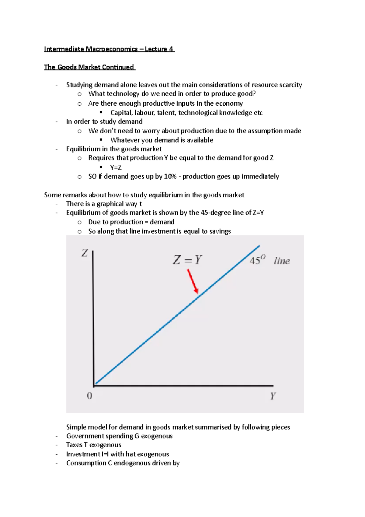 The Goods Market Continued - Intermediate Macroeconomics – Lecture 4 ...