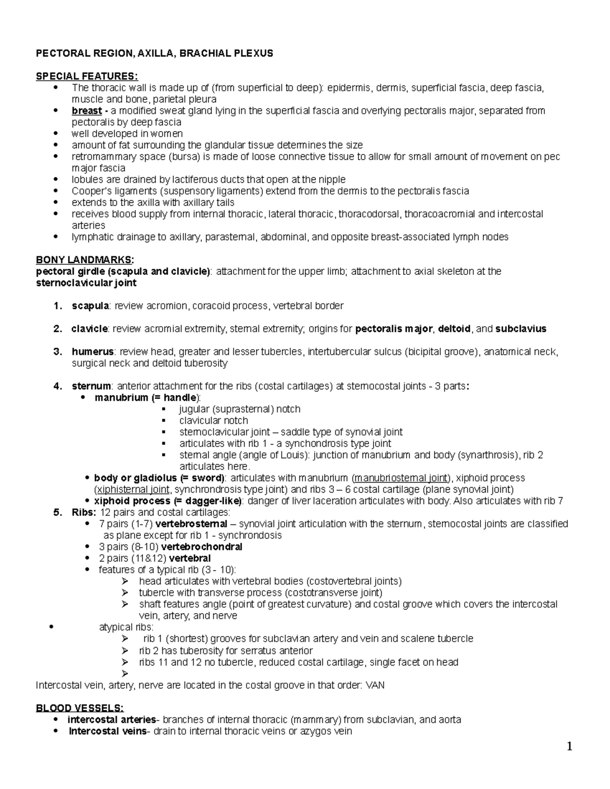 Bio639lecturenotes - Gross Anatomy Lecture Notes for both lecture and ...