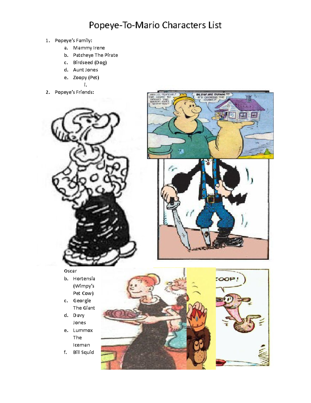 Popeye - Description Is Required - 1. Popeye’s Family: a. Mammy Irene b ...