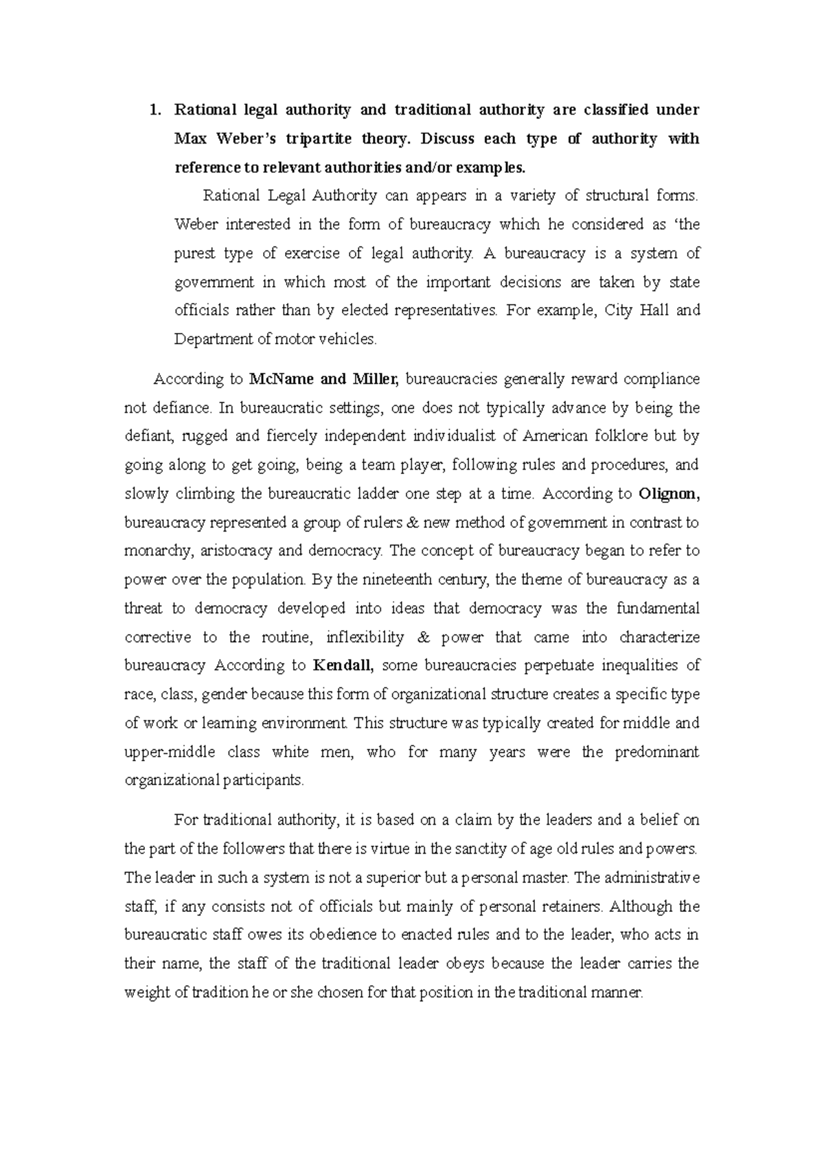 LNS Tutorial 6 - Rational legal authority and traditional authority are ...