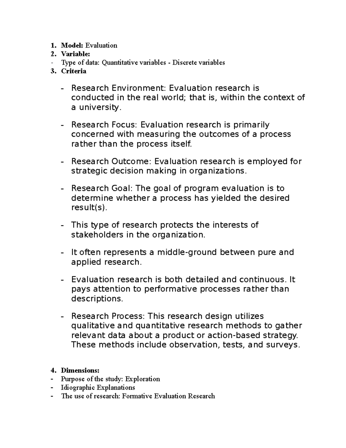 Research Model/ Variables/ Criteria/ Dimensions - 1. Model: Evaluation ...