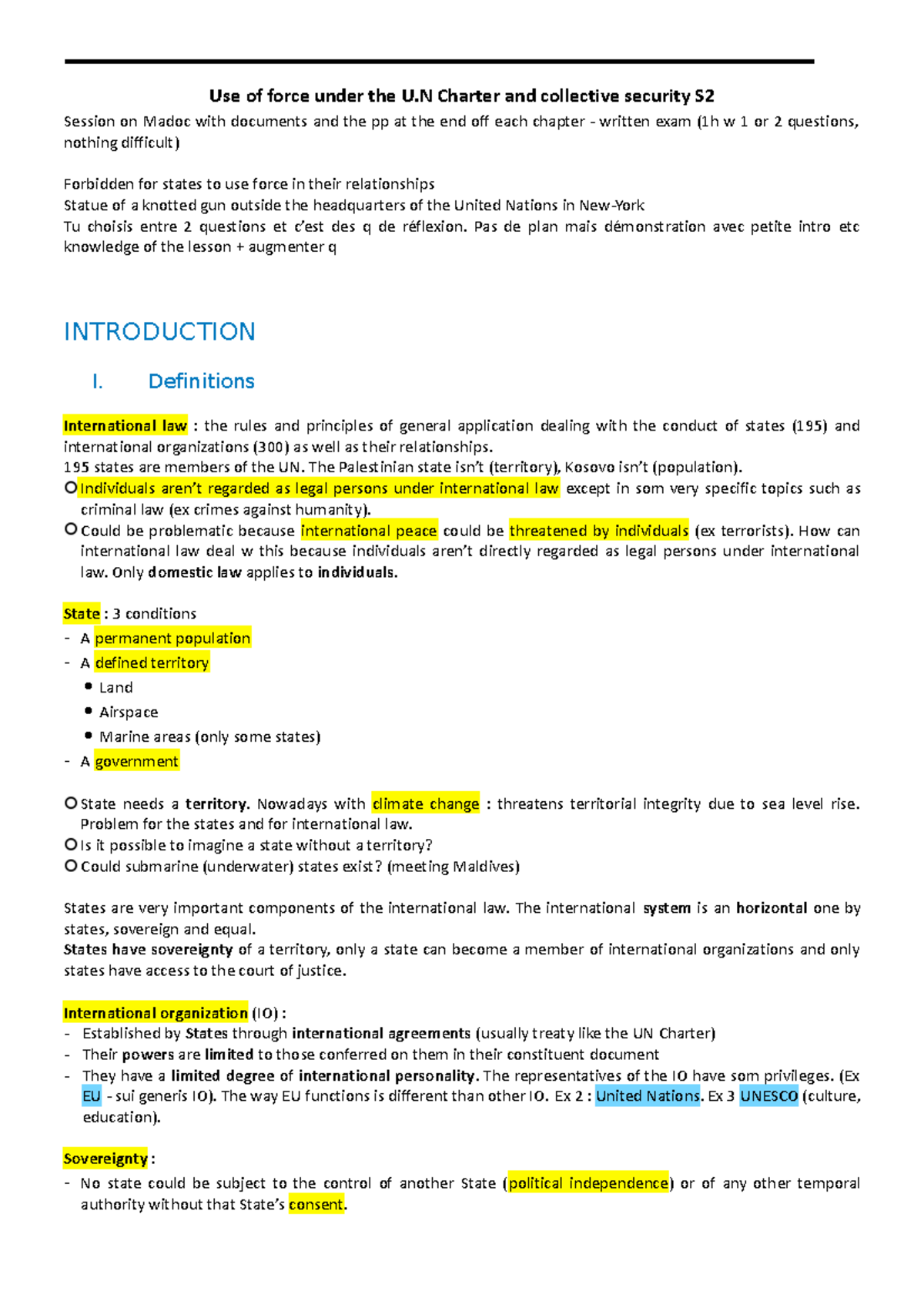 use of force under the un charter cours - Use of force under the U ...