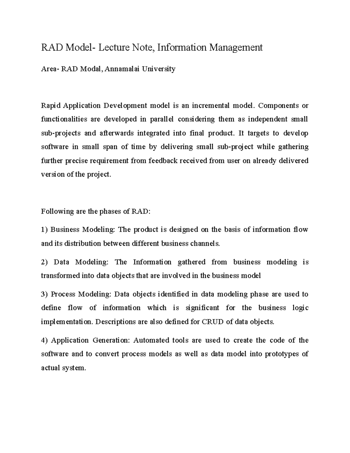 RAD Model - Its useful for examination. - RAD Model- Lecture Note ...