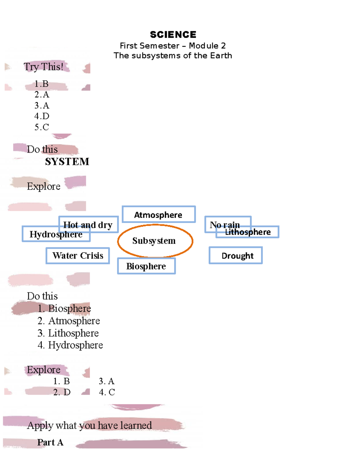 3 - N/A - SCIENCE First Semester – Module 2 The subsystems of the Earth ...