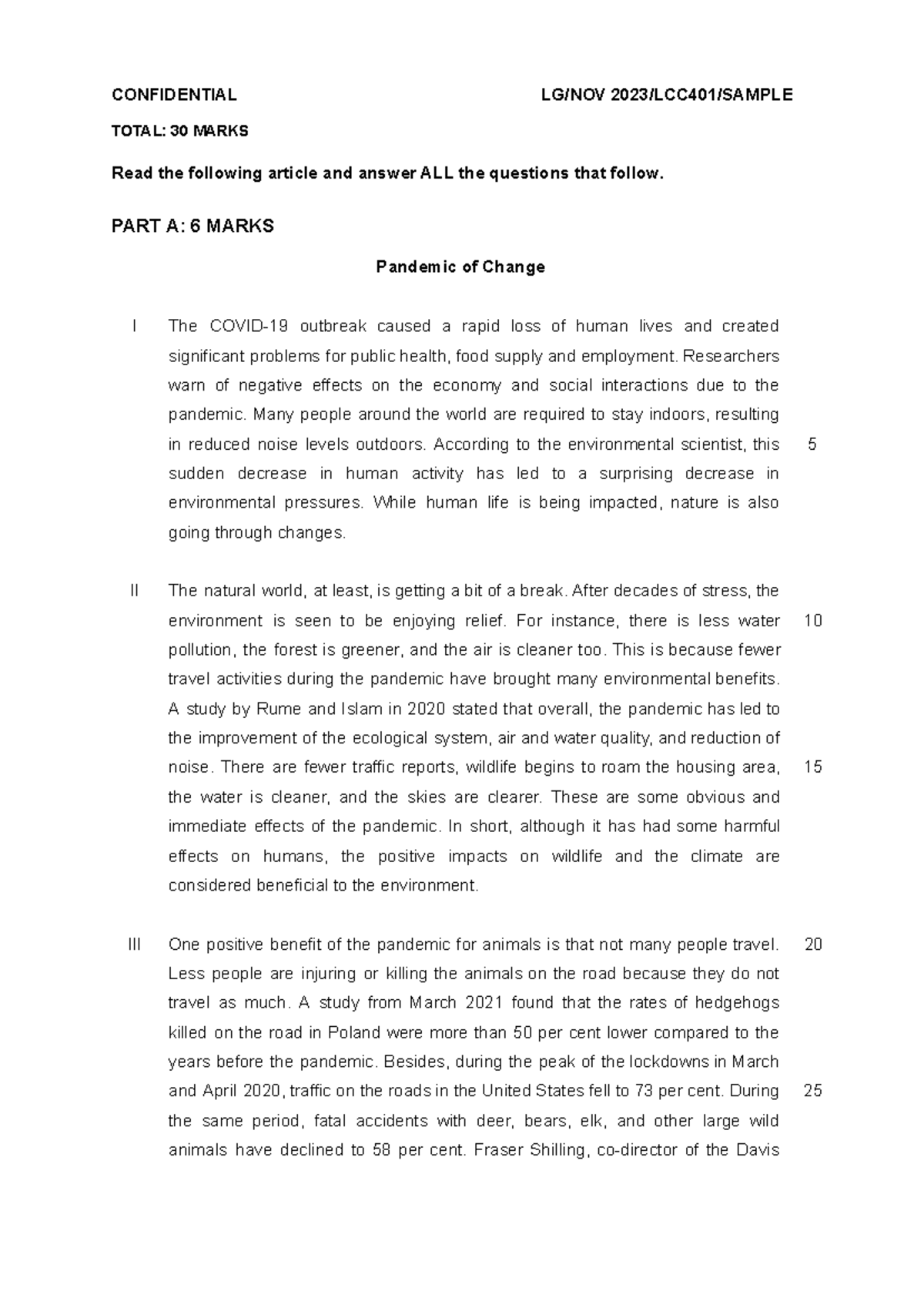 1. Sample OF Reading Assessment READING - CONFIDENTIAL LG/NOV 2023 ...