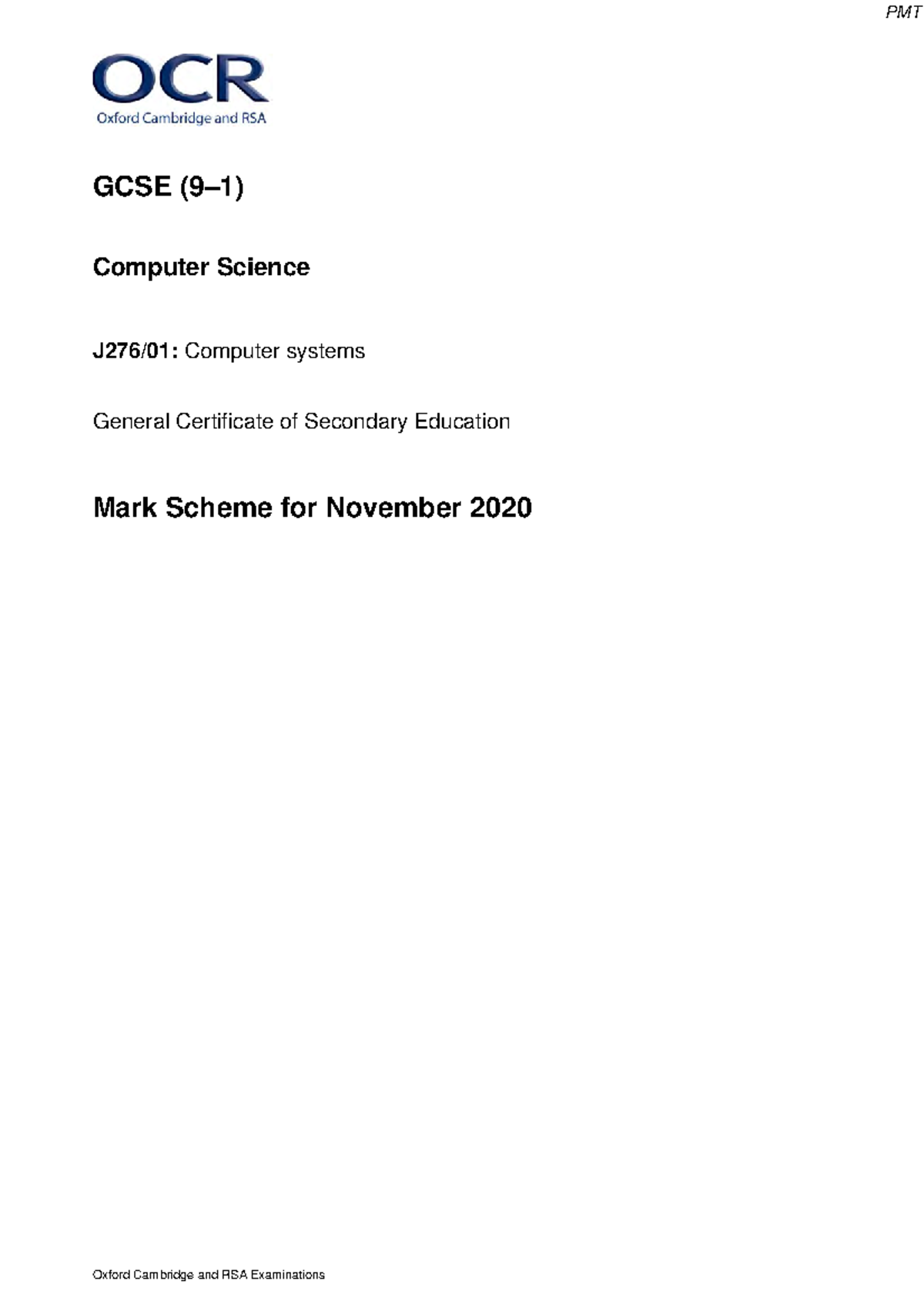 November 2020 Ms Paper 1 Ocr Computer Science Gcse Oxford Cambridge And Rsa Examinations