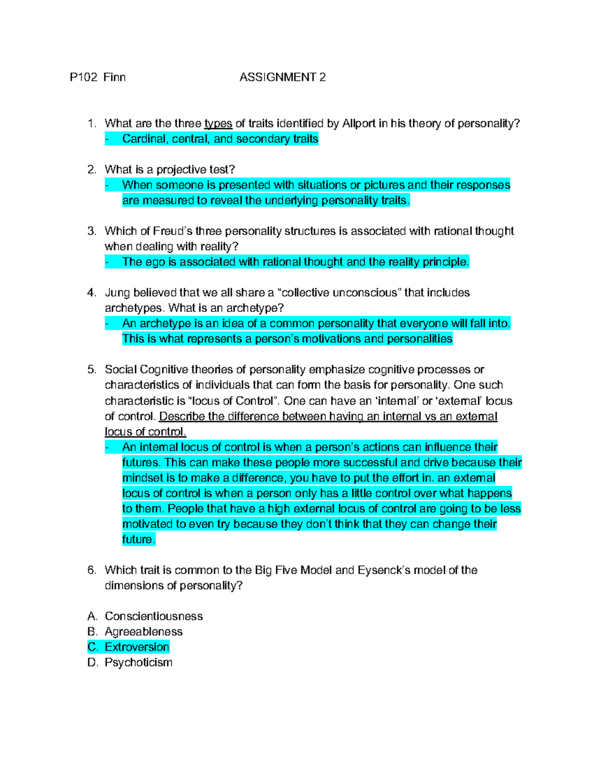 Assignment 2 - P102 Finn ASSIGNMENT 2 What are the three types of ...