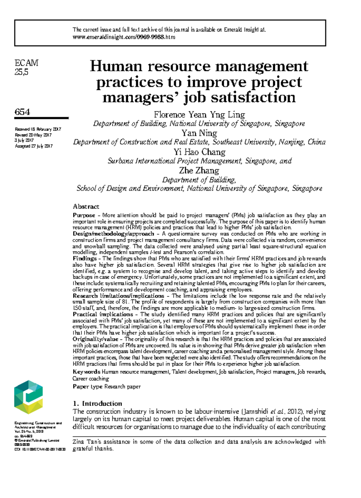 Human resourse management practives to improve project managers's job ...