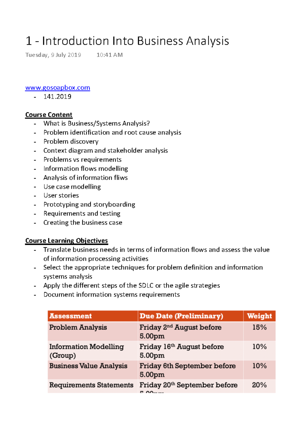 INFO141 Lecture 1 - Warning: TT: undefined function: 32 gosoapbox 141. - Course Content What is ...