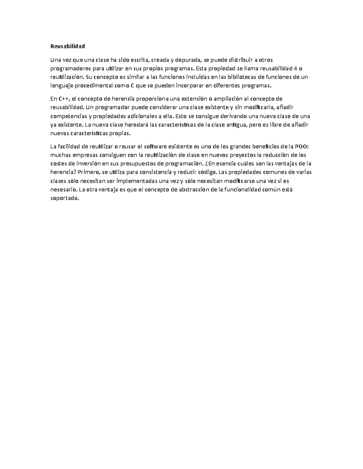 Reusabilidad - informacion - Reusabilidad Una vez que una clase ha sido ...