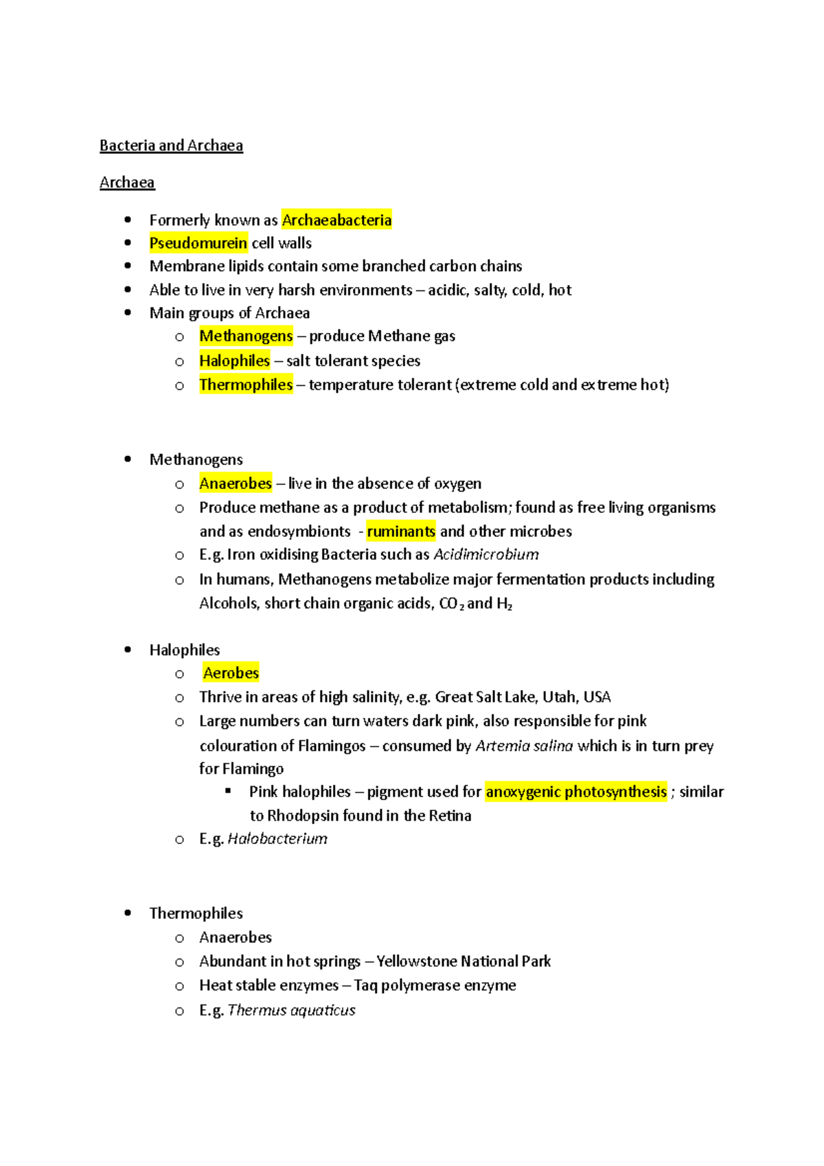 Bacteria and Archaea - Lecture notes 4-7 - Bacteria and Archaea Archaea ...