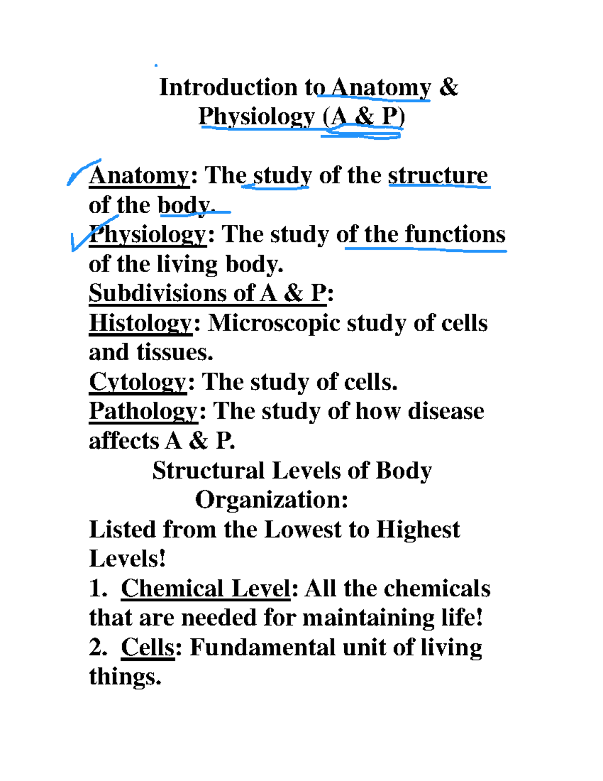 A & P #1 Introduction - Anatomy - Introduction to Anatomy & Physiology ...