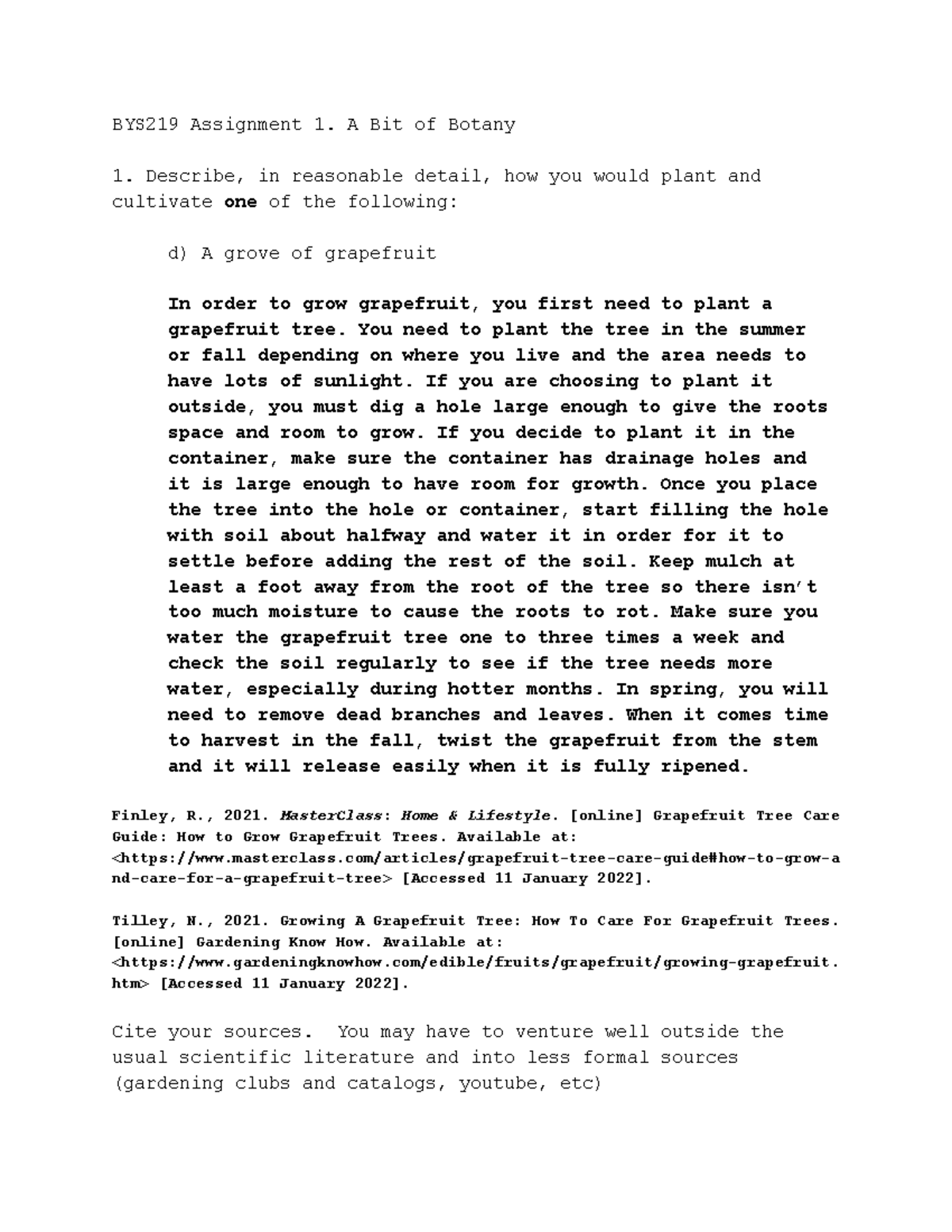 BYS219 Assignment 1. A Bit of Botany - BYS219 Assignment 1. A Bit of ...