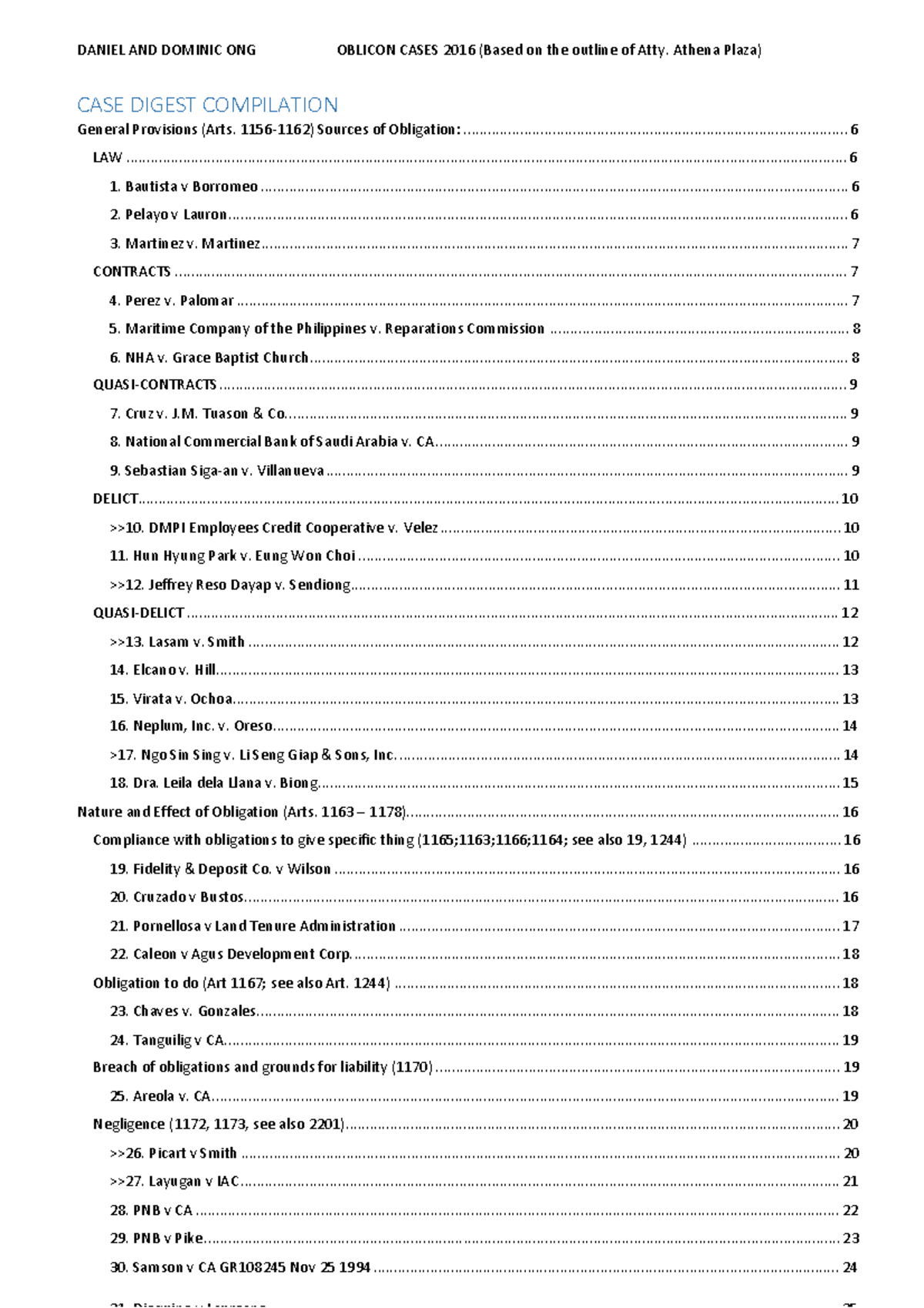 Case-digest-obligations compress - DANIEL AND DOMINIC ONG OBLICON CASES ...