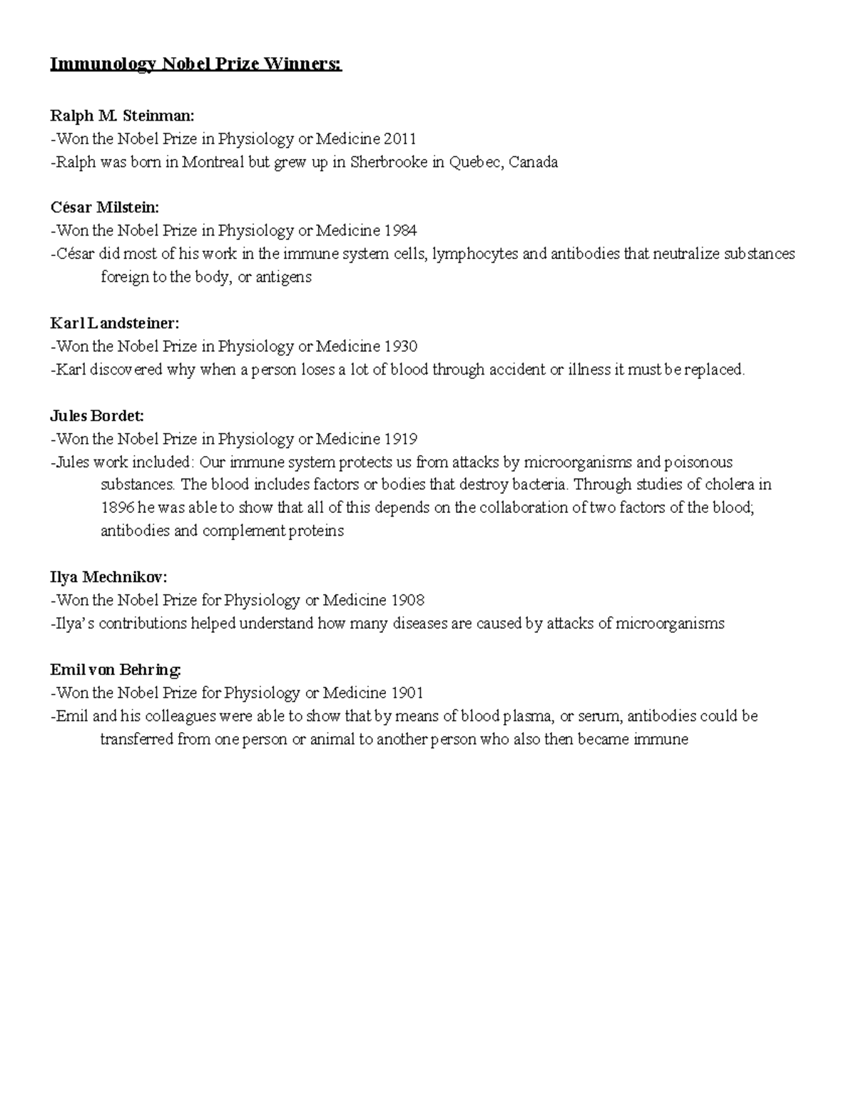 Immuno Nobel Prize Winners - Immunology Nobel Prize Winners: Ralph M ...