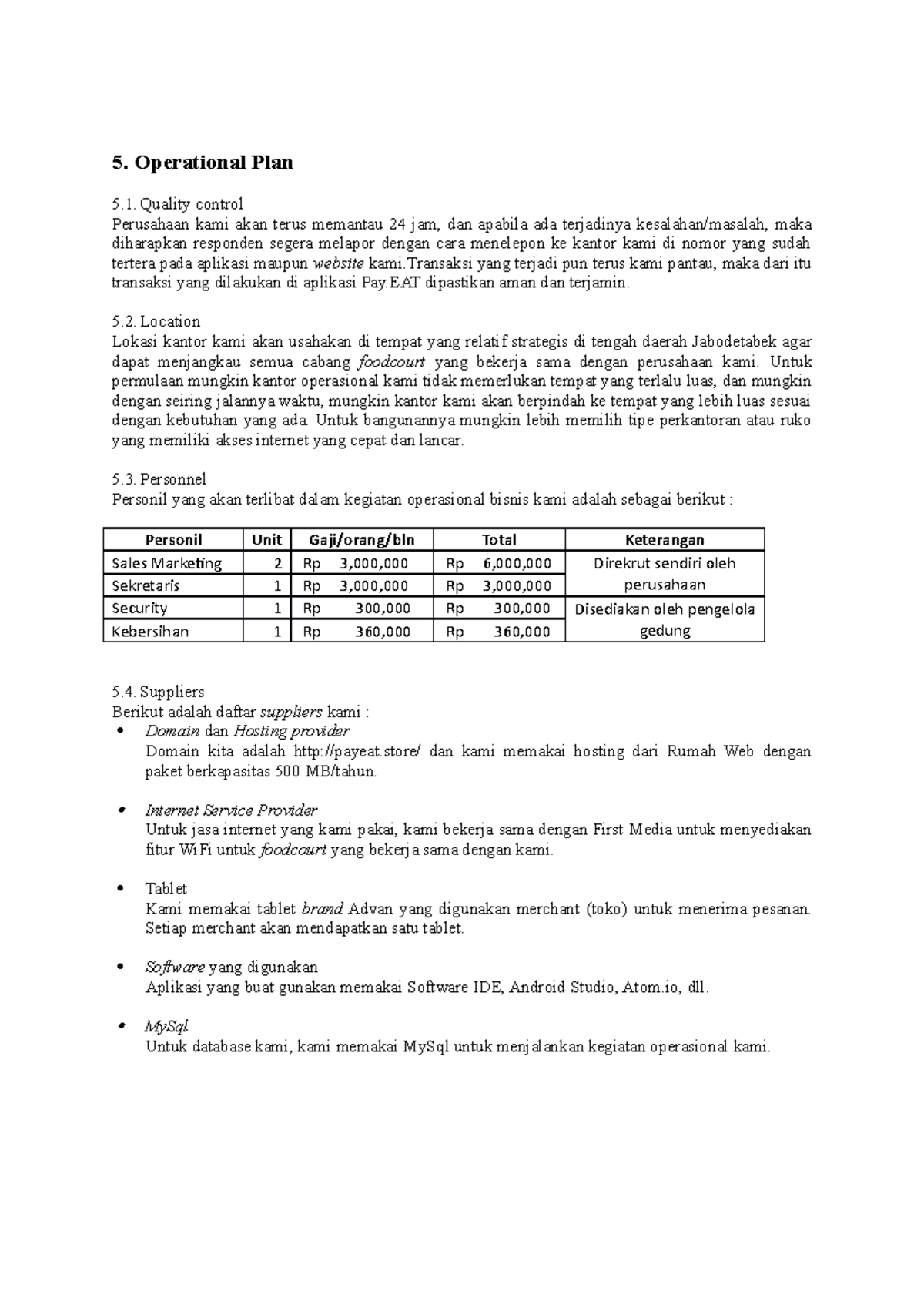 Assignment Create Operational Plan - 5. Operational Plan Quality ...
