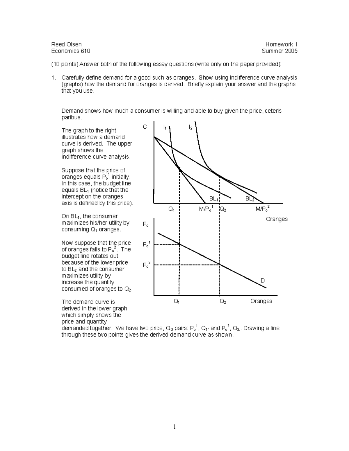 Homework answers lesson 1 - Reed Olsen Homework I Economics 610 Summer ...