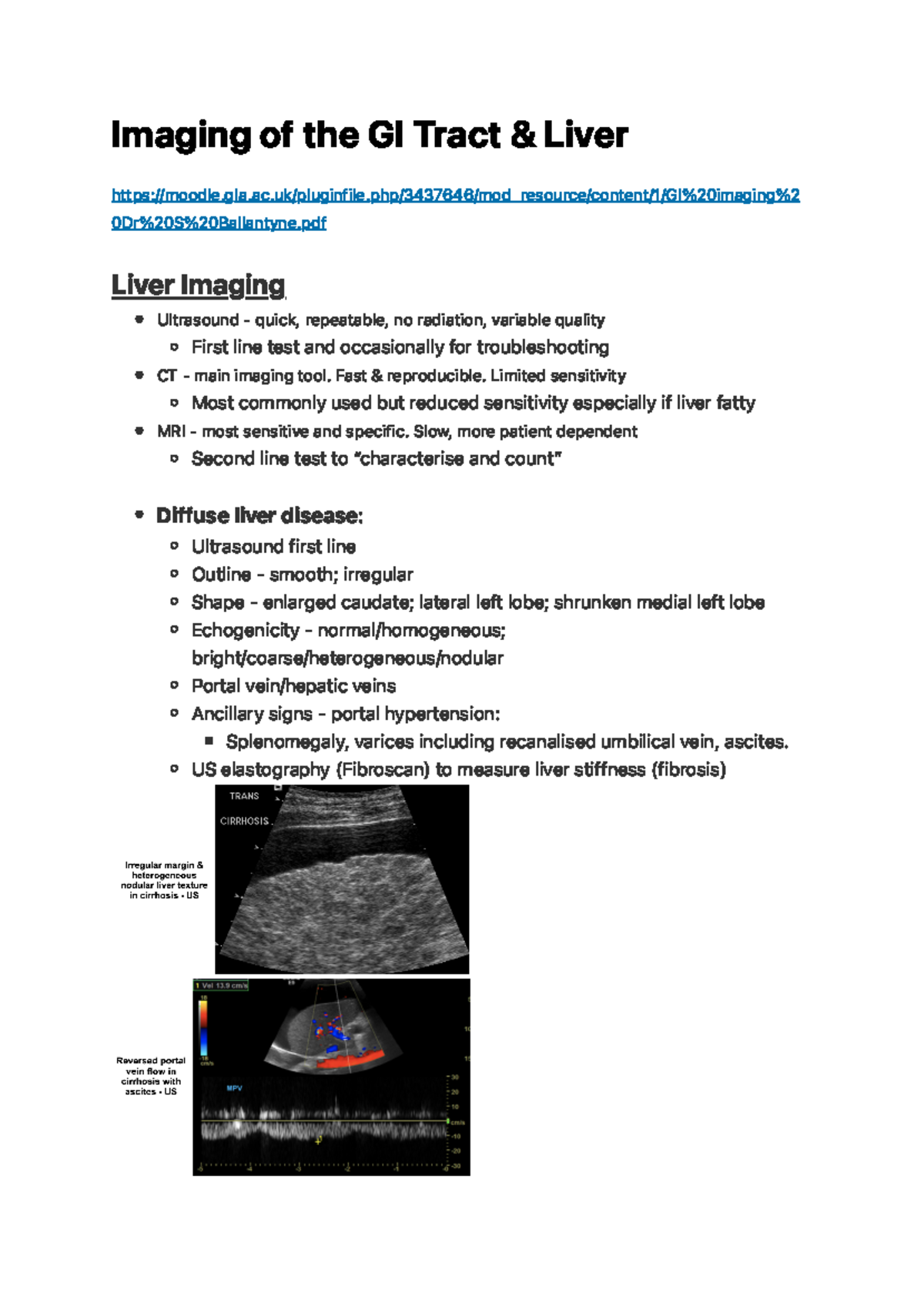 Imaging of the GI Tract : Liver - I m a g i n g o f t h e G I Tra c t ...