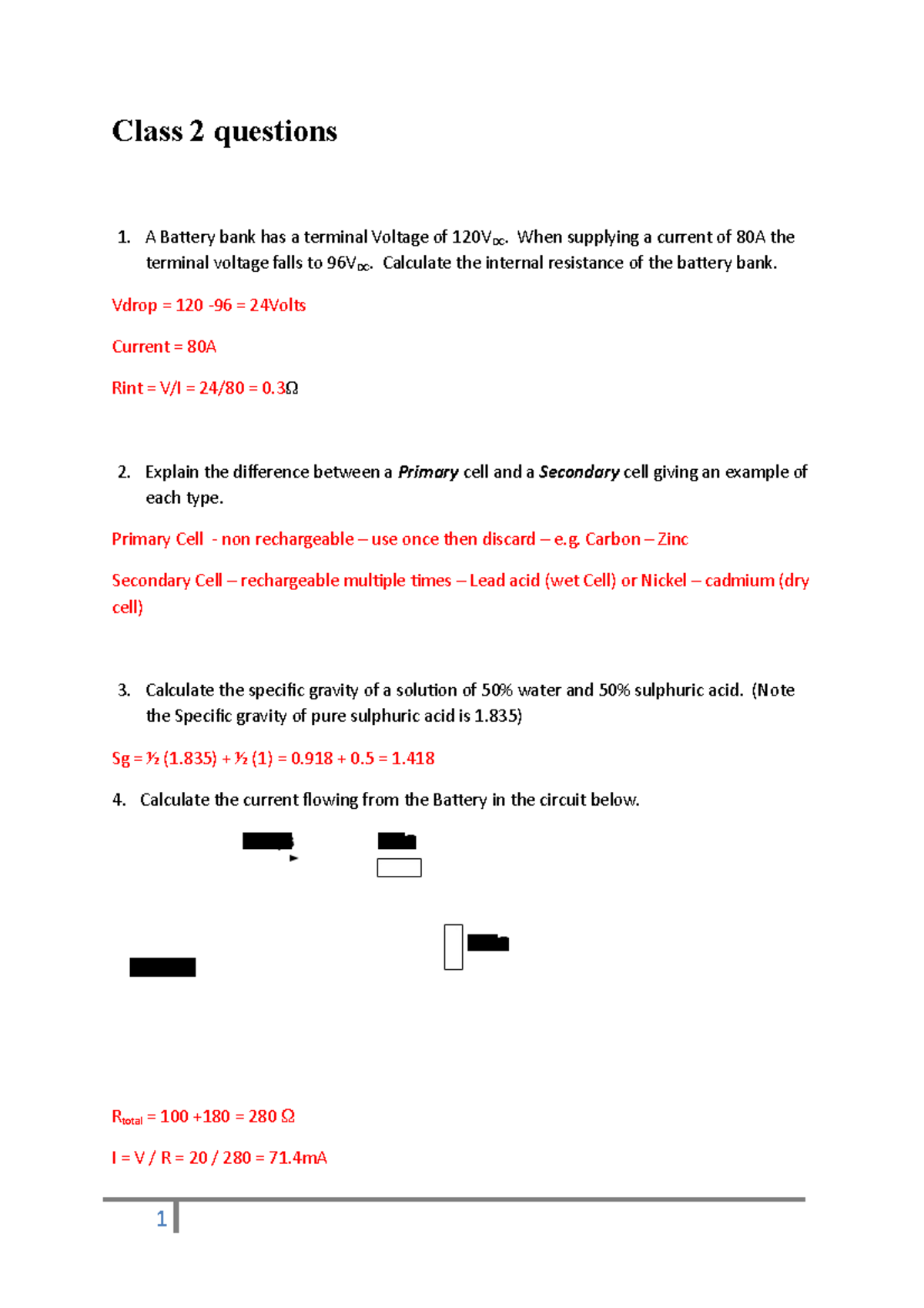 Class 2 questions with answers - Class 2 questions 1. A Battery bank ...