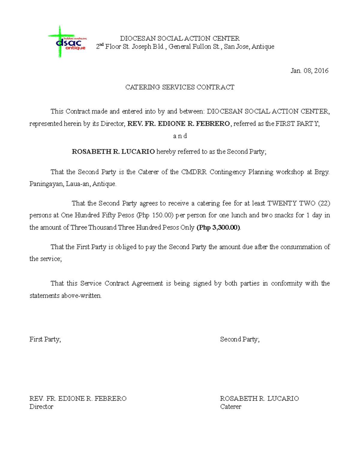 Catering services- 15 - dsadsad - DIOCESAN SOCIAL ACTION CENTER 2 nd ...