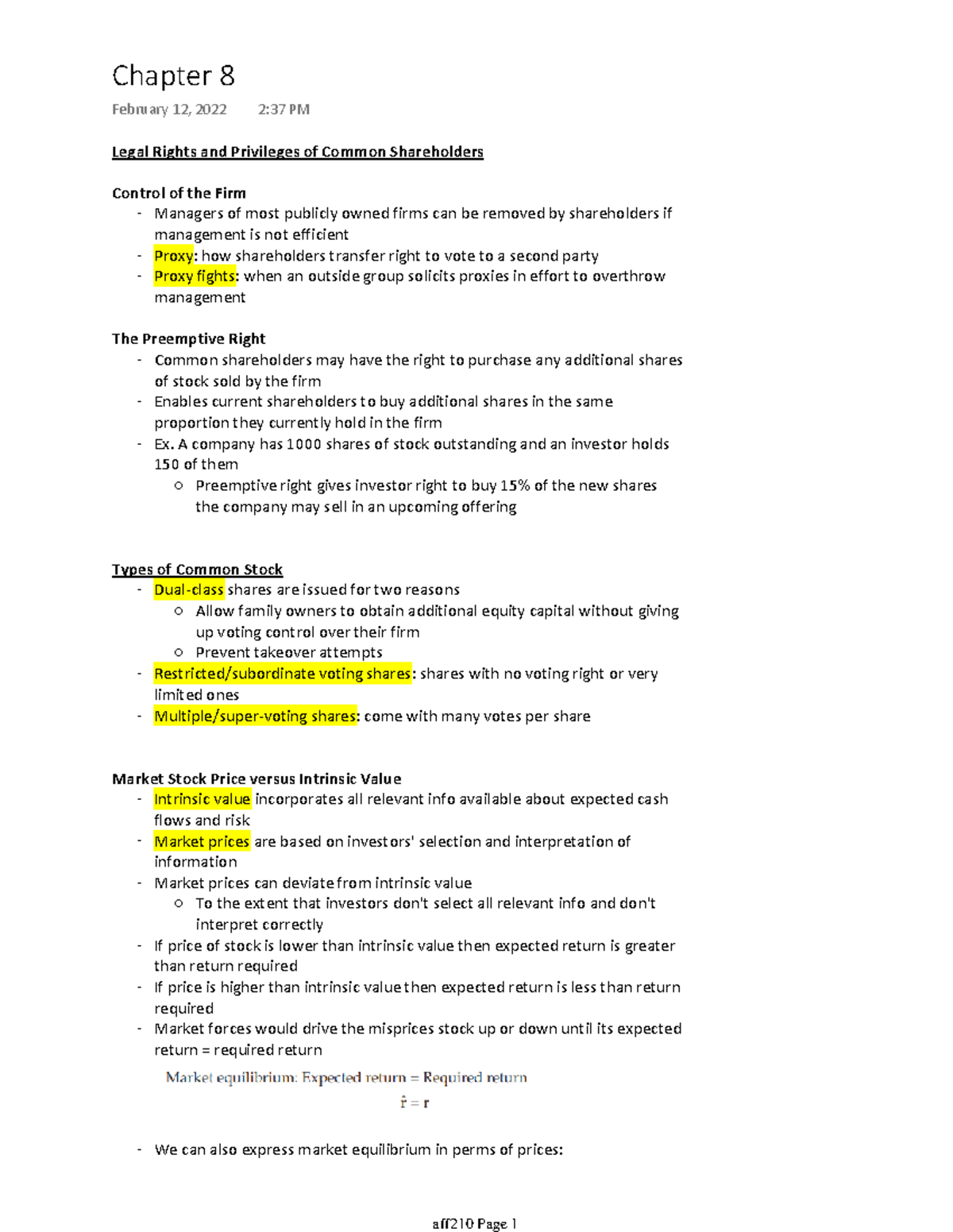 Chapter 8 - Financial Management: Theory and Practice - Legal Rights ...