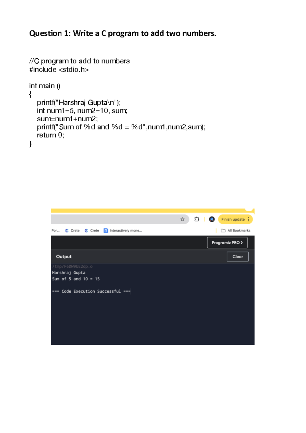 C program - Hi Iam persuing MCA looking for notes in AI - Ques%on 1 ...