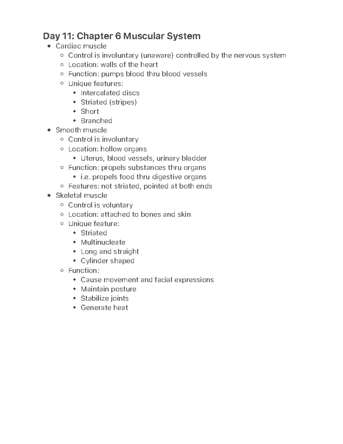 Bio250 Ch6 - Bio 250, Chapter 6 The Muscular System - ï ï ï ï ï ç ç ç ç ...